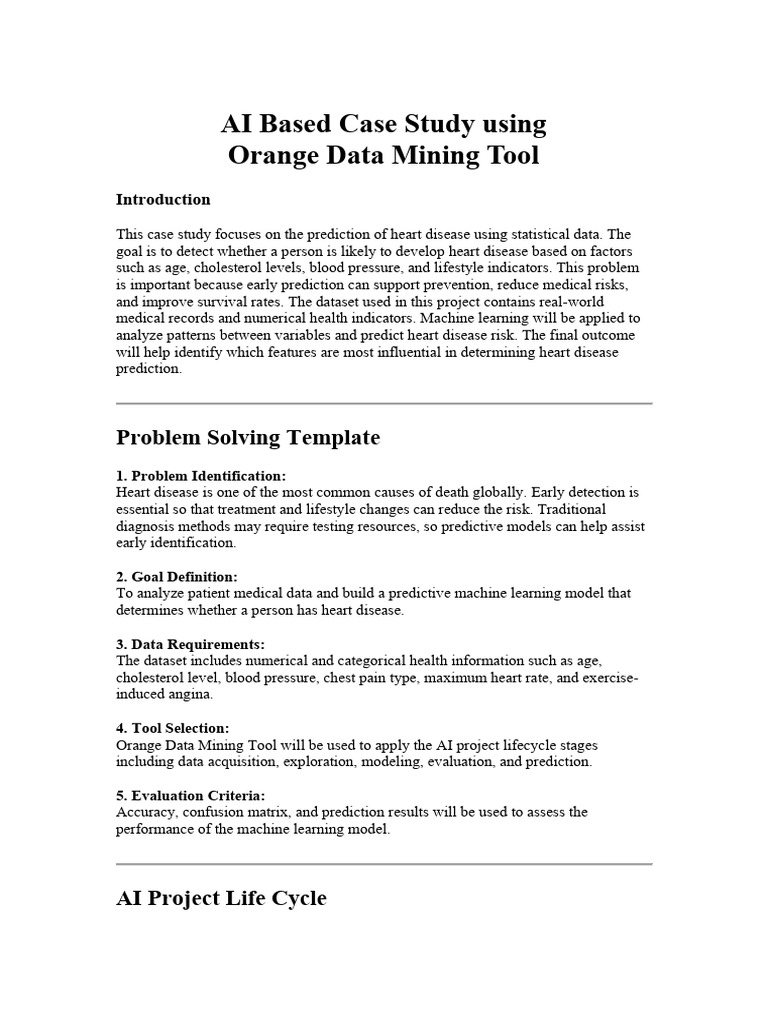 AI Based Case Study Using | PDF | Coronary Artery Disease | Machine Learning