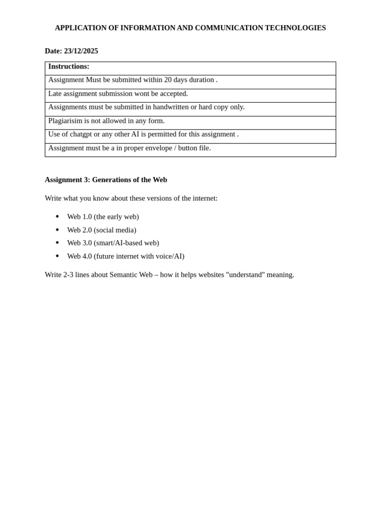 Assignment No (3) | PDF