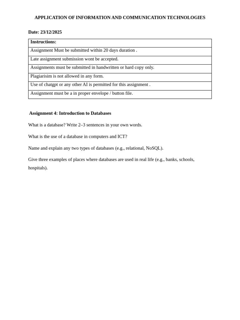 Assignment No (4) | PDF