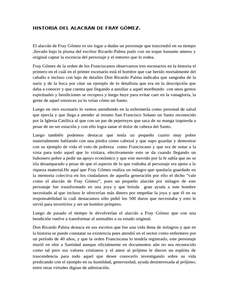 Ensayo El Alacrán de Fray Gómez | PDF