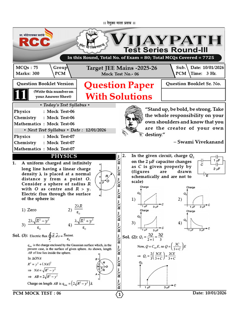 65 12th JEE Mains Test Series Mock Test-6!10!01-2026 Q A | PDF ...
