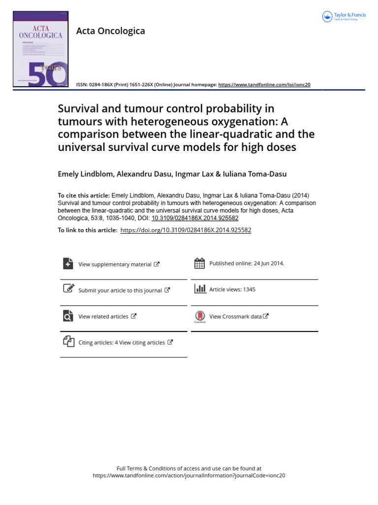Survival and Tumour Control Probability in Tumours With Heterogeneous ...