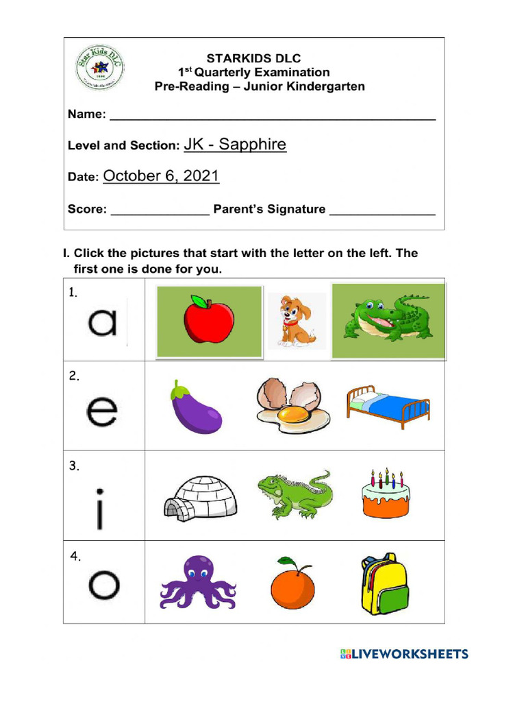 Worksheet 1489956 | PDF