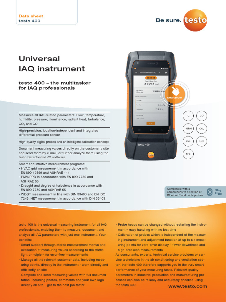 testo 400: Universal IAQ Measurement Tool | PDF | Calibration | Thermometer