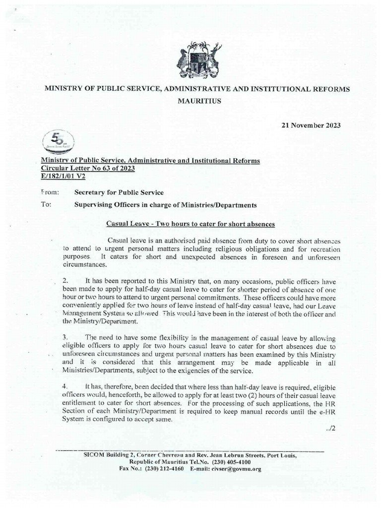 Circular Letter No 63 of 2023 | PDF