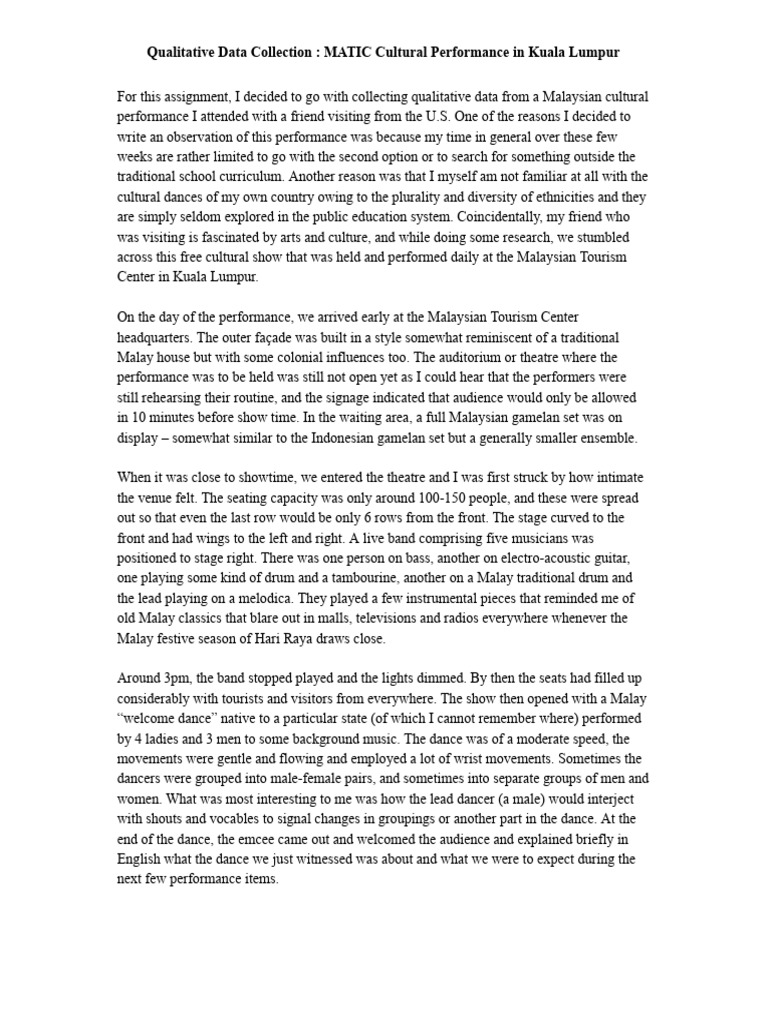 Qualitative Data Collection MATIC.pdf | PDF | Dances | Malaysia