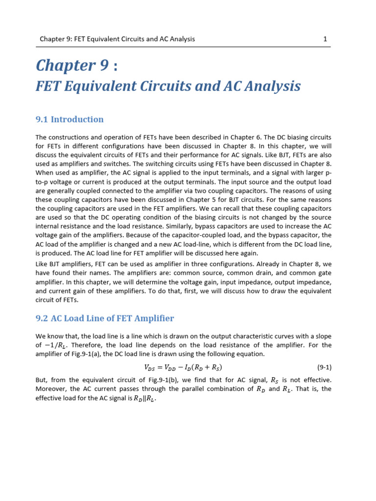 9 Chapater FET Equivalent Circuits and AC Analysis | PDF | Amplifier ...