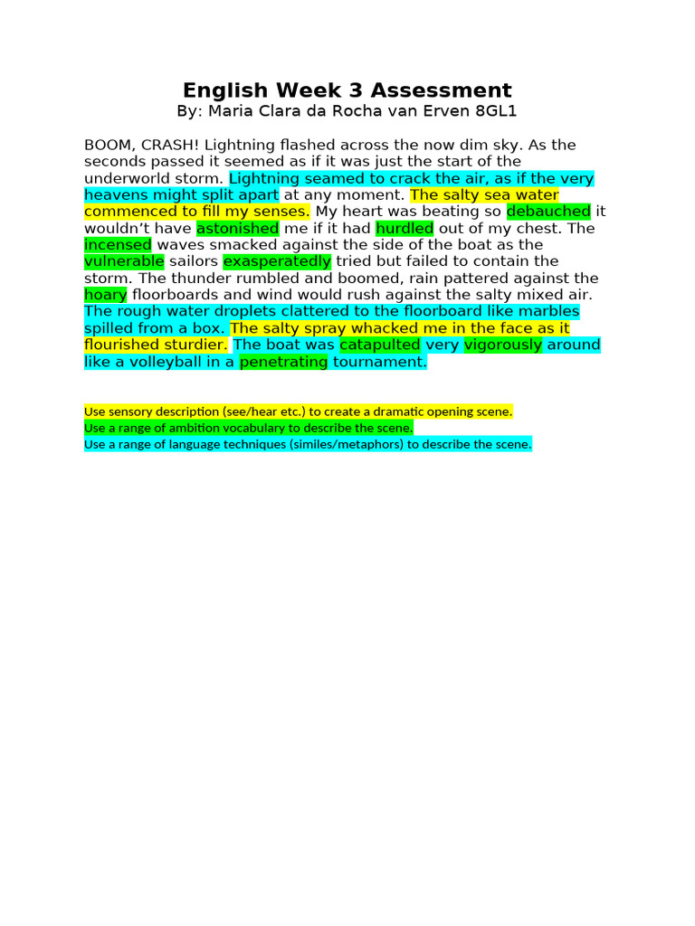 English Homework Thunder | PDF