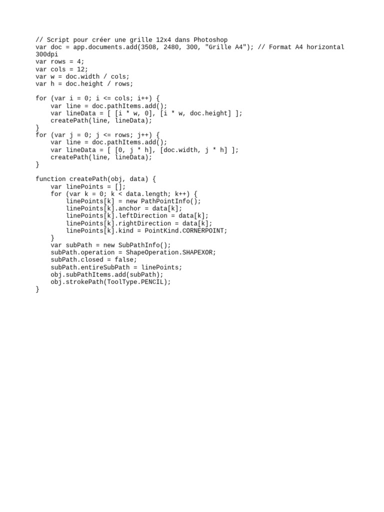Script Pour Créer Une Grille 12x4 | PDF