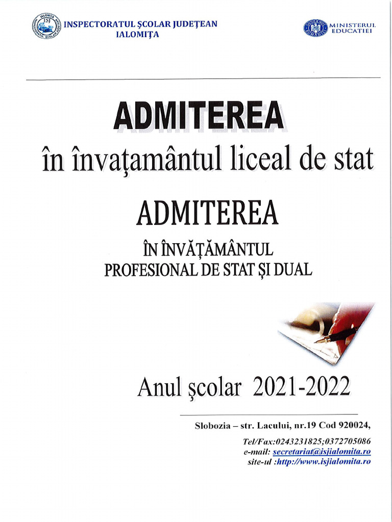 IL BROSURA Admitere Clasa a IX-A 2021-2022 | PDF