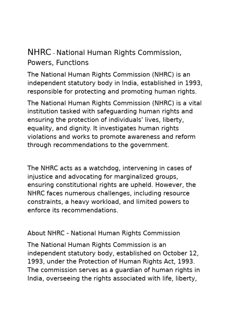 NHRC | PDF | Human Rights | Capacity Building