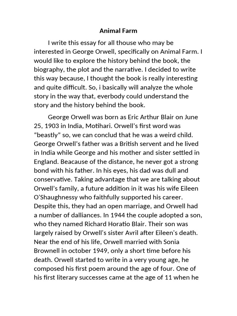 Analysis of George Orwell's Animal Farm | PDF | George Orwell