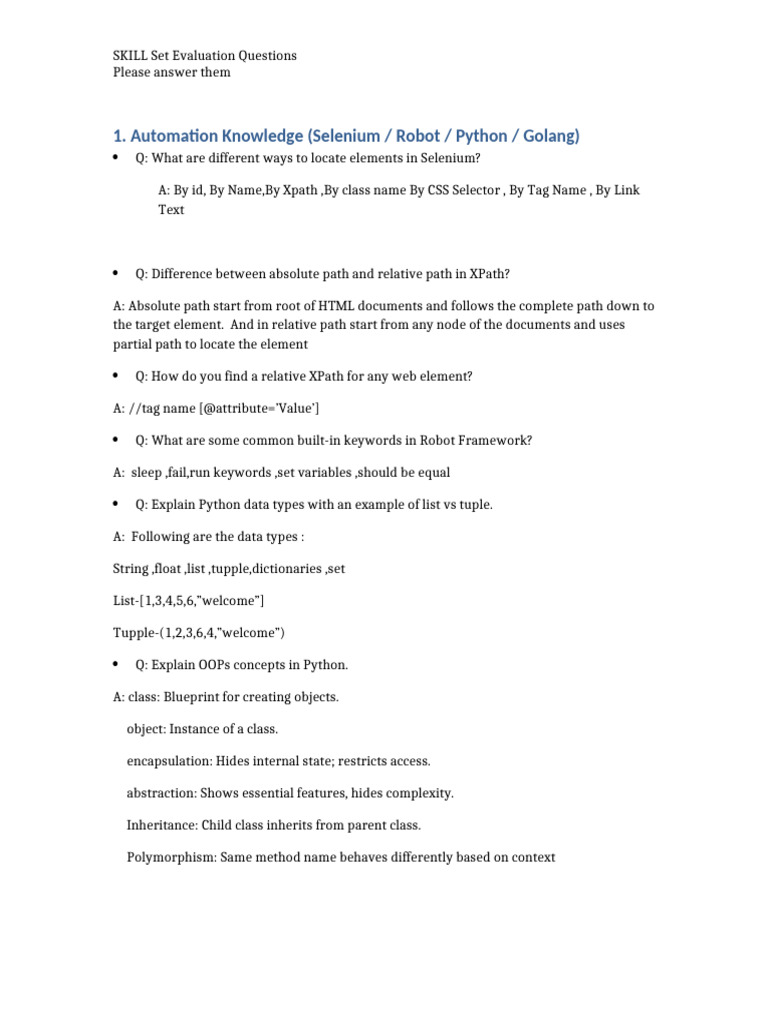 Interview Questions | PDF | Virtual Machine | X Path