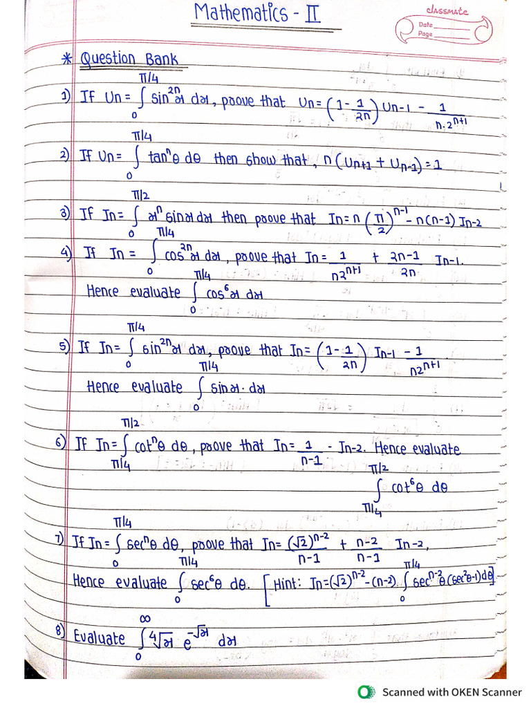 Maths 2 Question Bank For Ends em | PDF