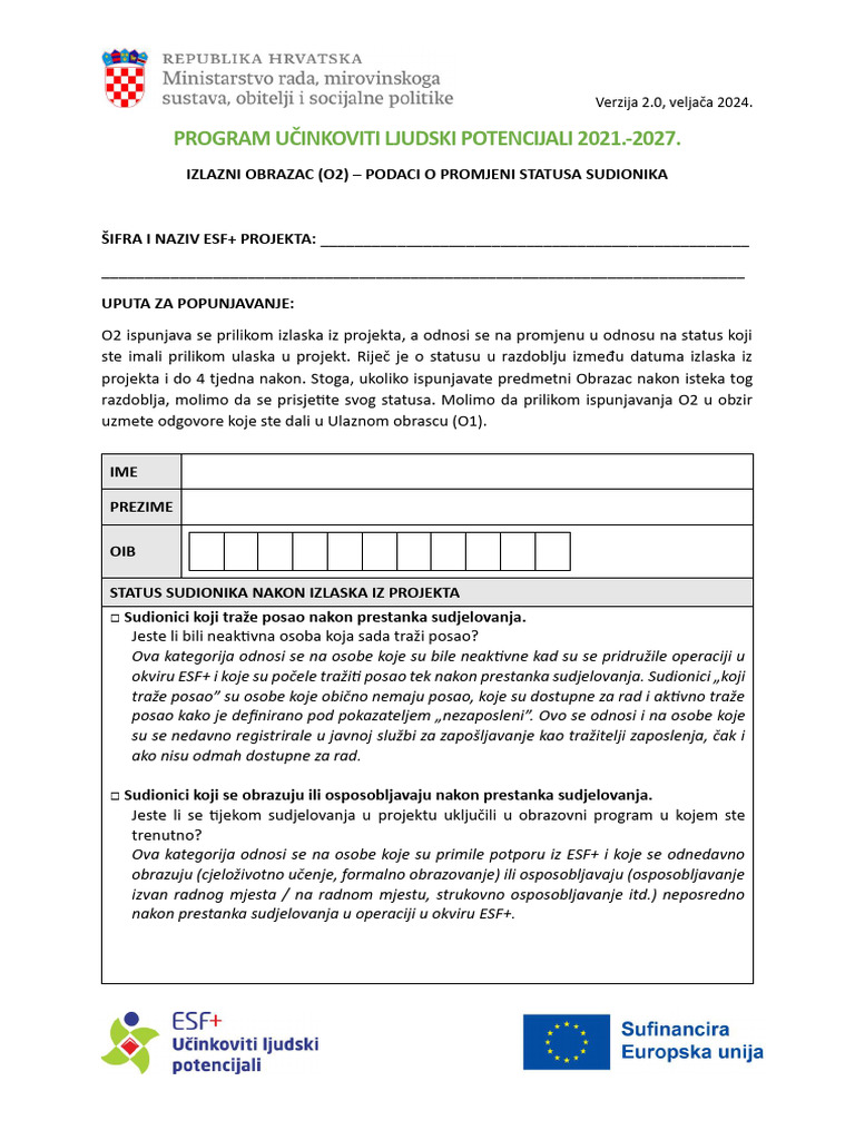 PULJP_O2_Sudionici_Izlazni obrazac_v2 | PDF