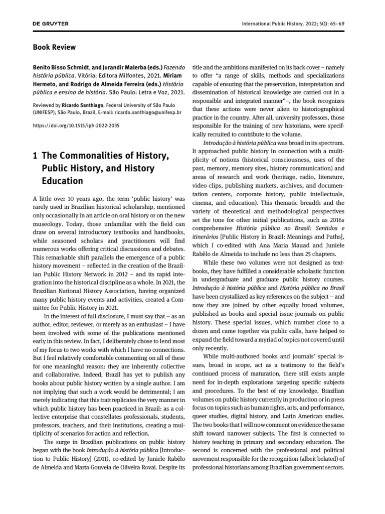 The Commonalities of History Public Hist | PDF | Knowledge | Teachers