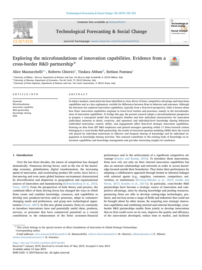 Exploring the Microfoundations of Innovation Capabilities. Evidence ...