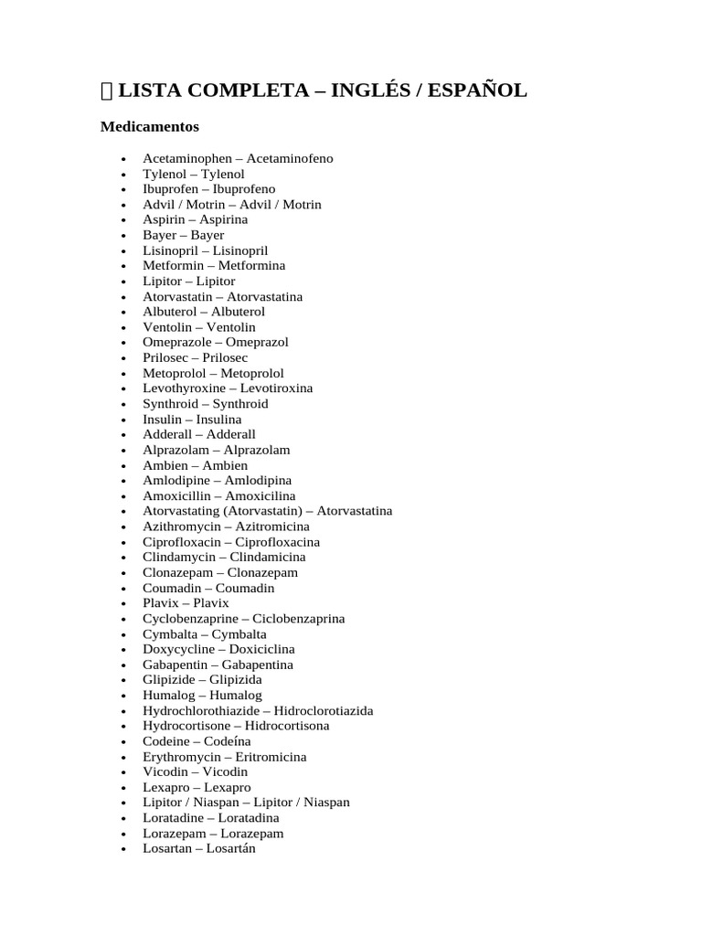 Lista Completa Medic | PDF