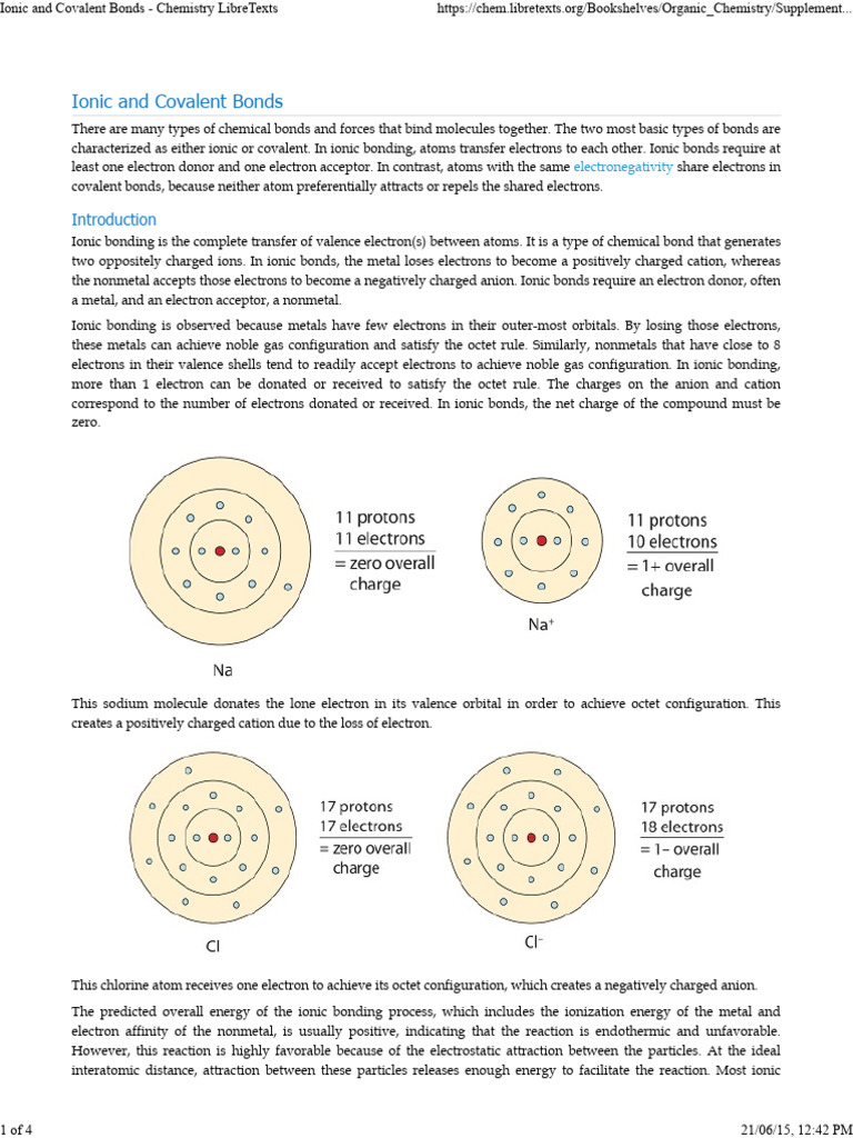 Ionic and Covalent Bonds | PDF | Ion | Chemical Bond