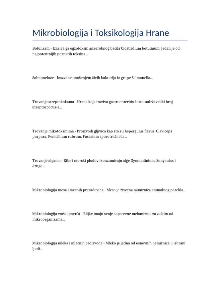 Mikrobiologija i Toksikologija Hrane | PDF