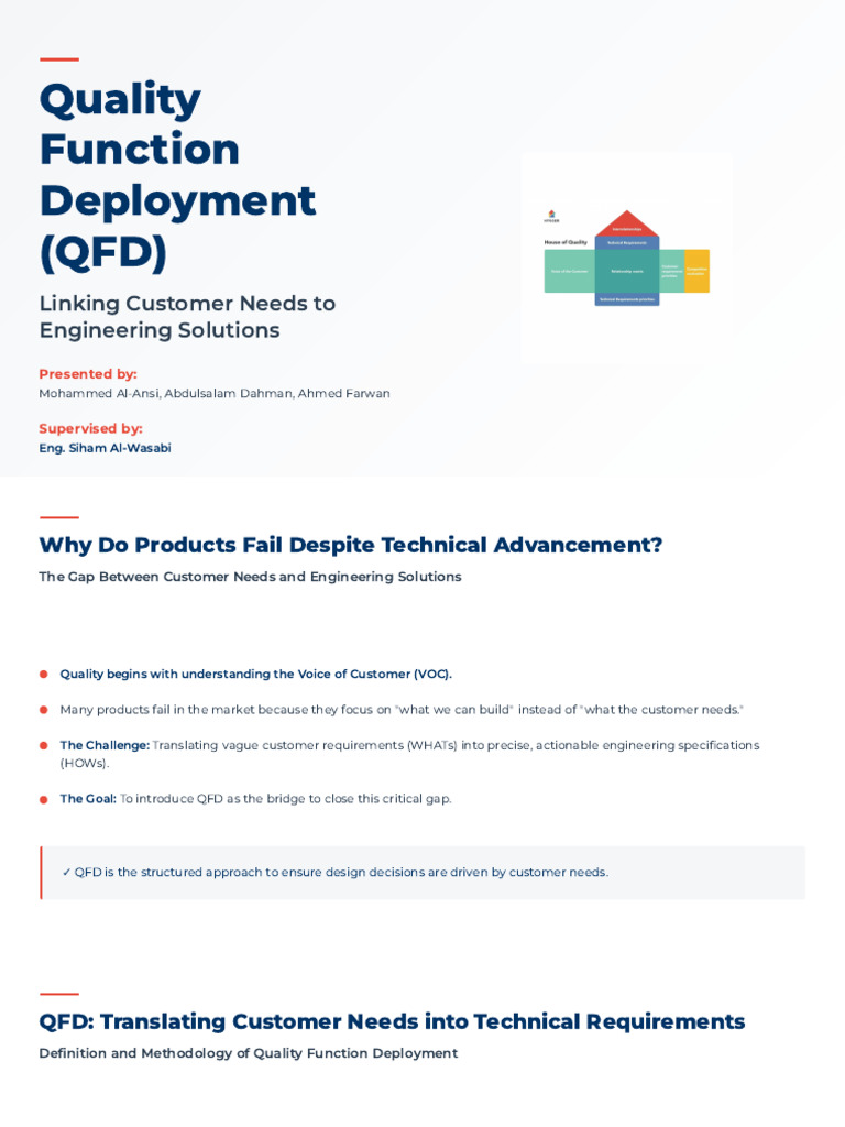 QFD: Bridging Customer Needs and Design | PDF | Engineering | Safety