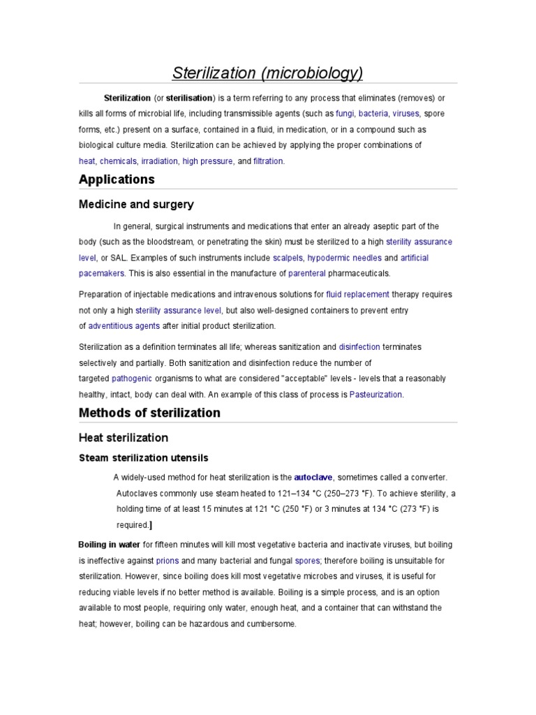 Sterilization | PDF | Sterilization (Microbiology) | Disinfectant