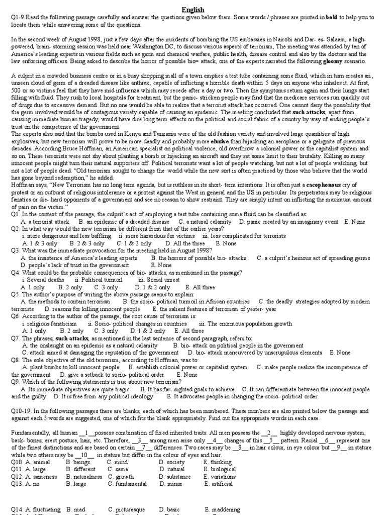 English Practice Paper - 2 | PDF
