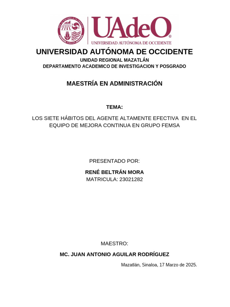 Aplicación de Los 7 Hábitos Del Gente Altamente Efectiva en El Trabajo ...