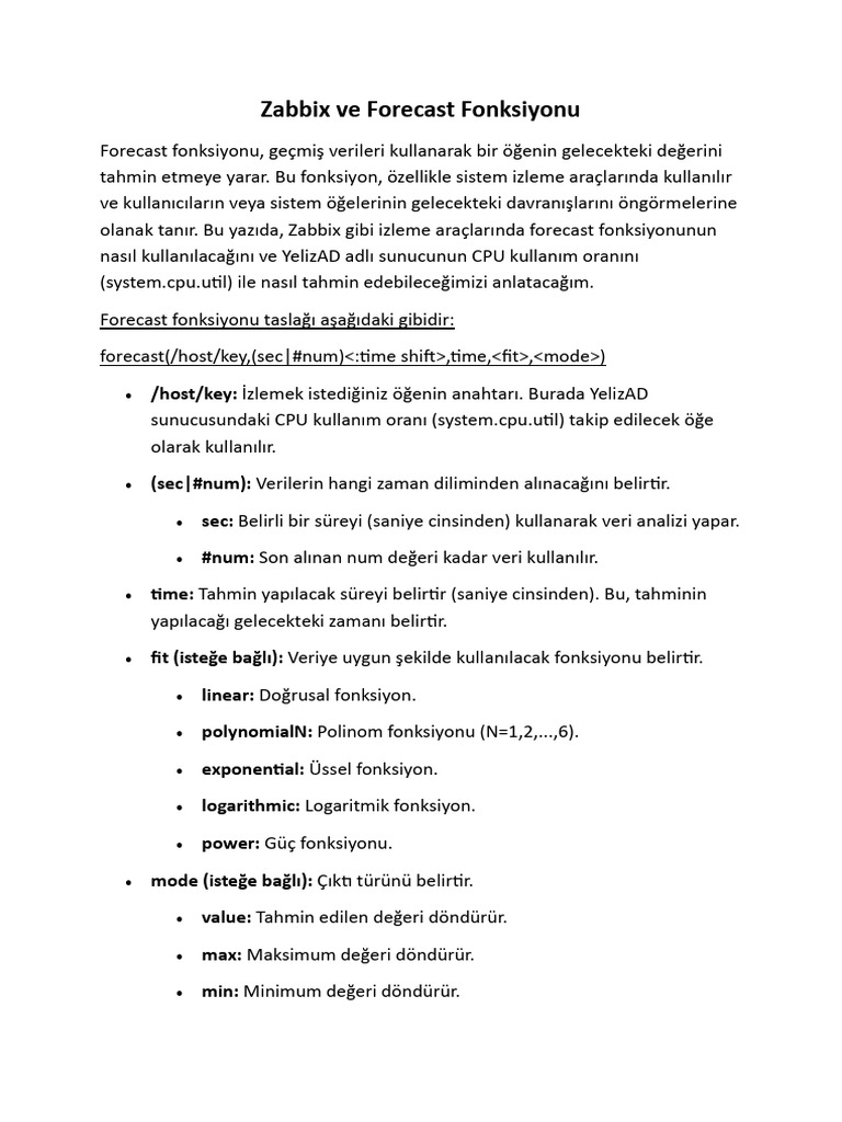 Zabbix Ve Forecast Fonksiyonu | PDF