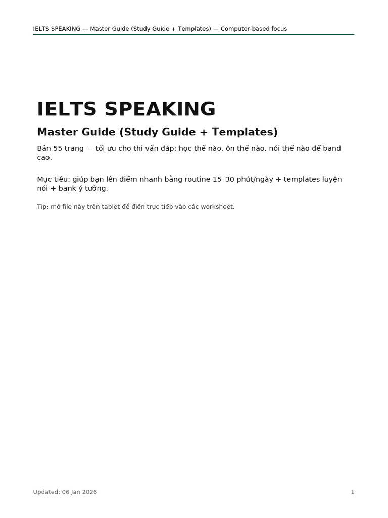 IELTS SPEAKING Master Guide 55p 06jan2026-1 | PDF