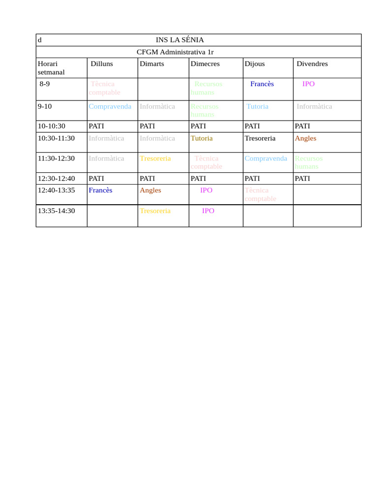 siham horari setmanal | PDF