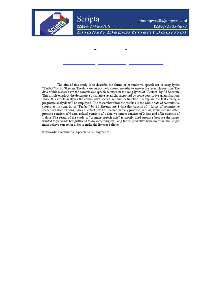 Pragmatics Study Commissive Speech Act Analysis In | PDF | Semantics ...