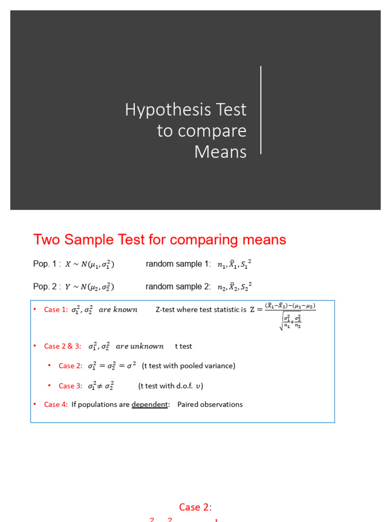 Comparing Means: Hypothesis Testing Guide | PDF | Student's T Test | P ...