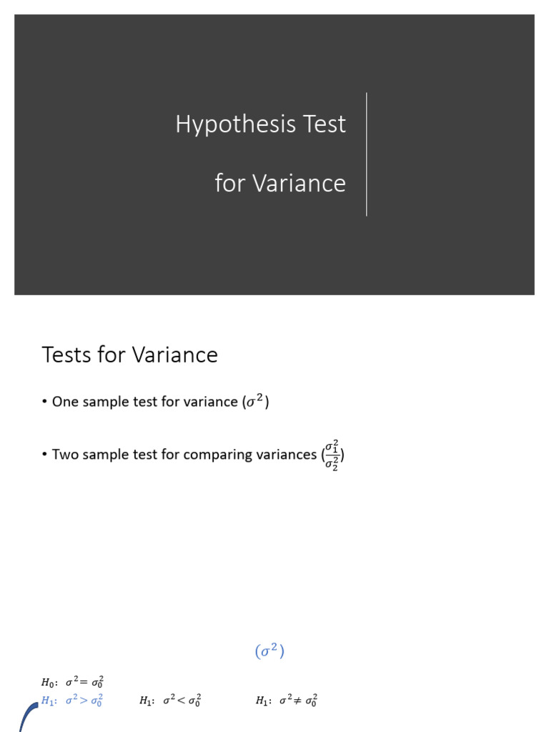 Hypothesis Testing for Variance | PDF | P Value | Statistics