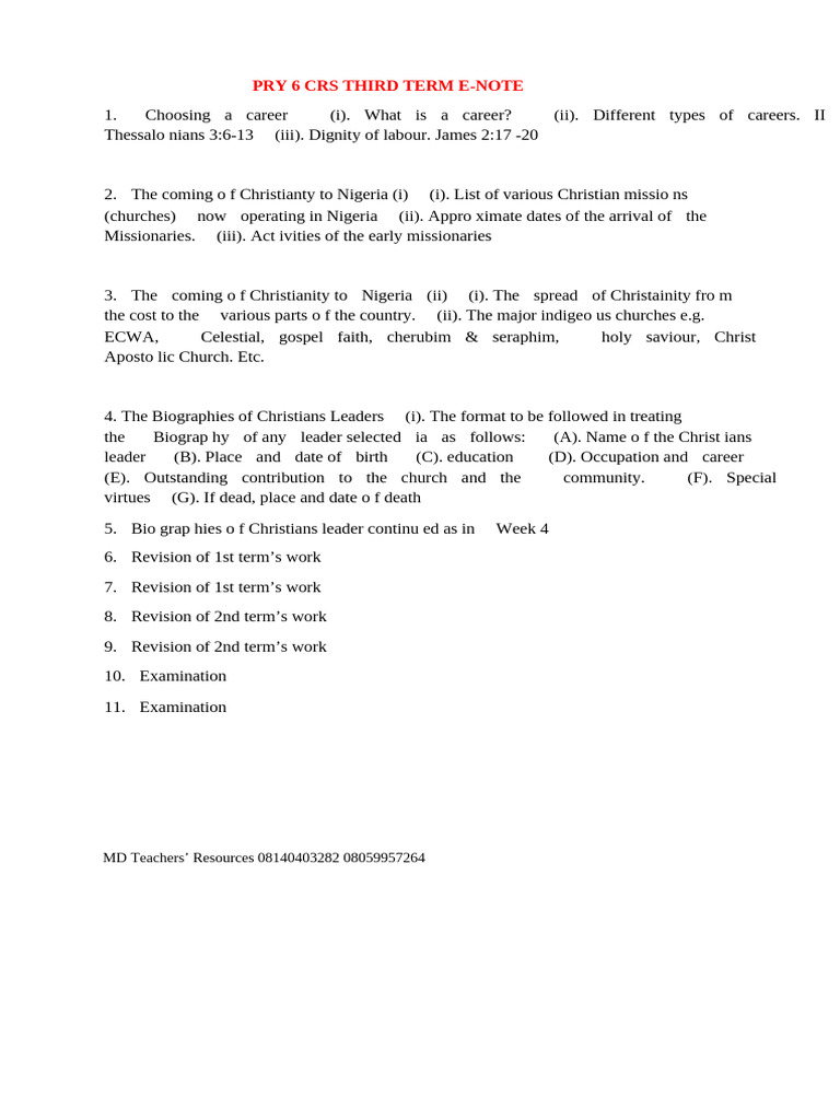 PRY 6 CRS 3rd term | PDF