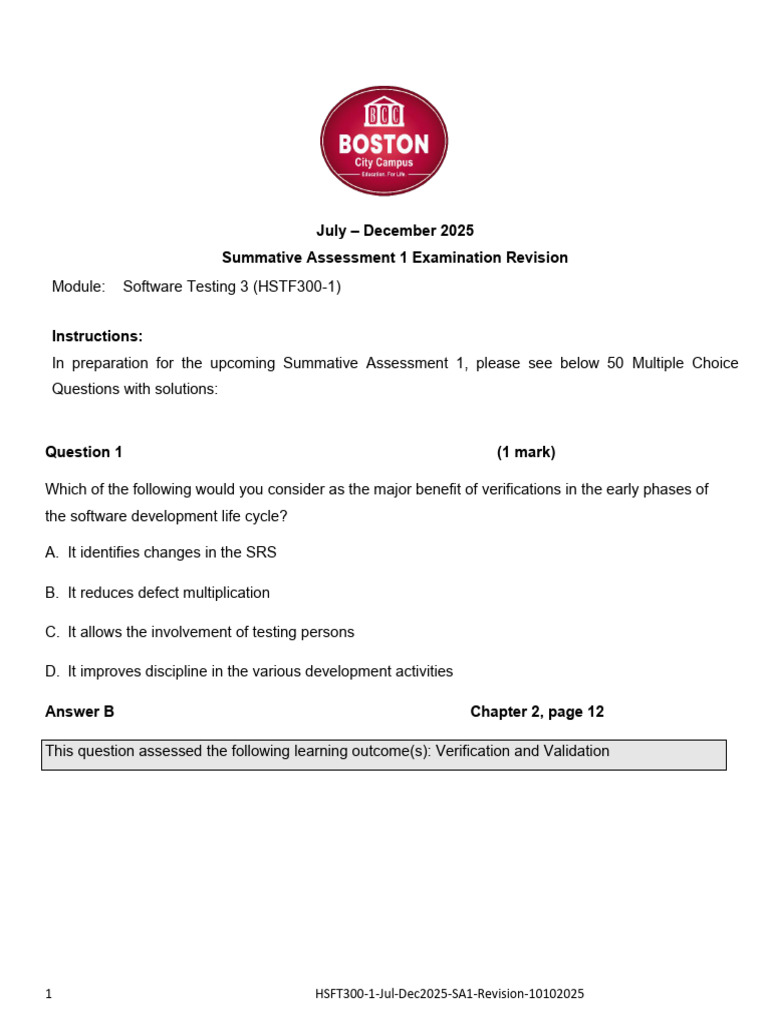 HSFT300-1-Jul-Dec2025-SA1-Revision-10102025 | PDF | Software Testing ...