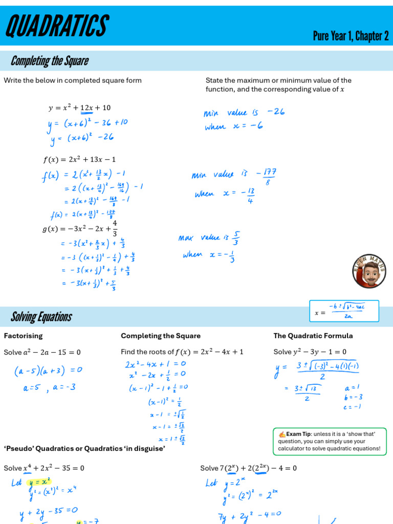 P1 Ch2 Quadratics Annotated | PDF | Quadratic Equation | Mathematical Concepts