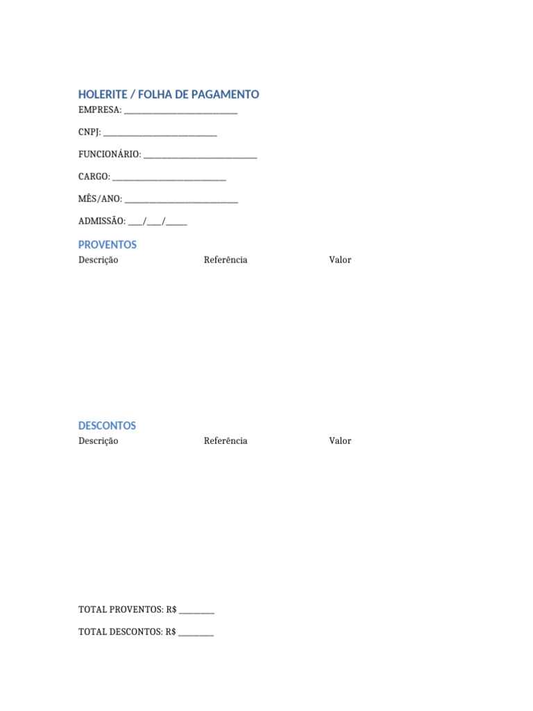 Modelo Holerite Editavel | PDF