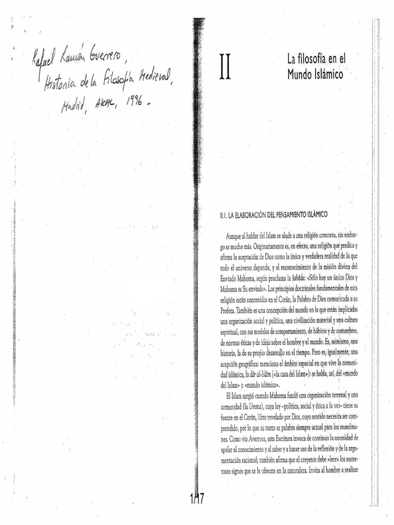Rafael Ramón Guerrero - La Filosofía y El Mundo Islámico | PDF