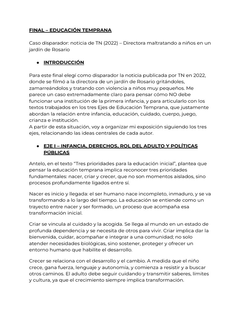 EDUCACIÓN TEMPRANA. FINAL FINAL (1) | PDF | Educación de la primera ...