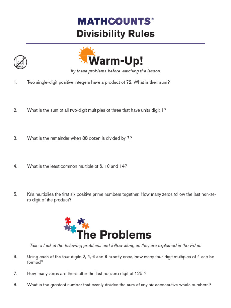 Divisibility Rules (M) | PDF | Prime Number | Numbers