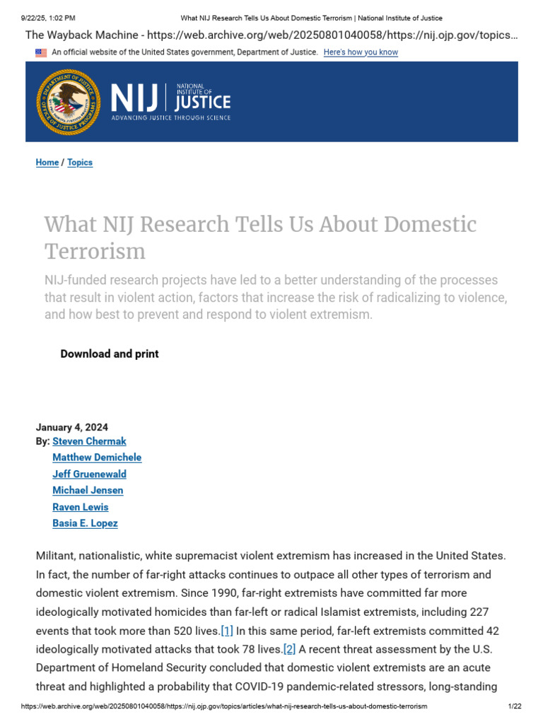 What NIJ Research Tells Us About Domestic Terrorism - National ...