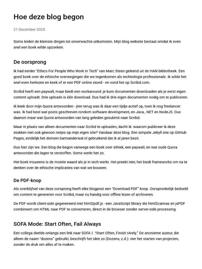 Hoe Deze Blog Begon Bart Van Der Wal (2) | PDF