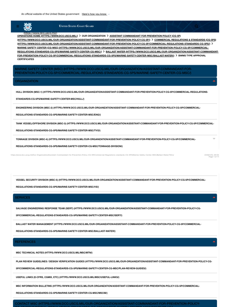 BWMS Type Approval Certificates Guide | PDF | United States Coast Guard ...