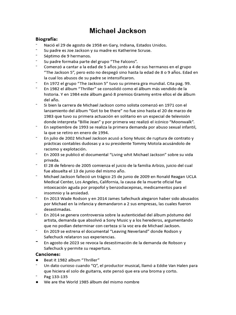 Michael Jackson.docx | PDF | Michael Jackson