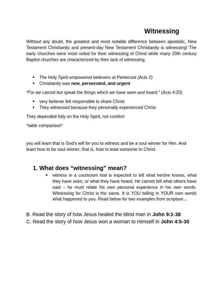 Witnessing | PDF | Jesus | Acts Of The Apostles