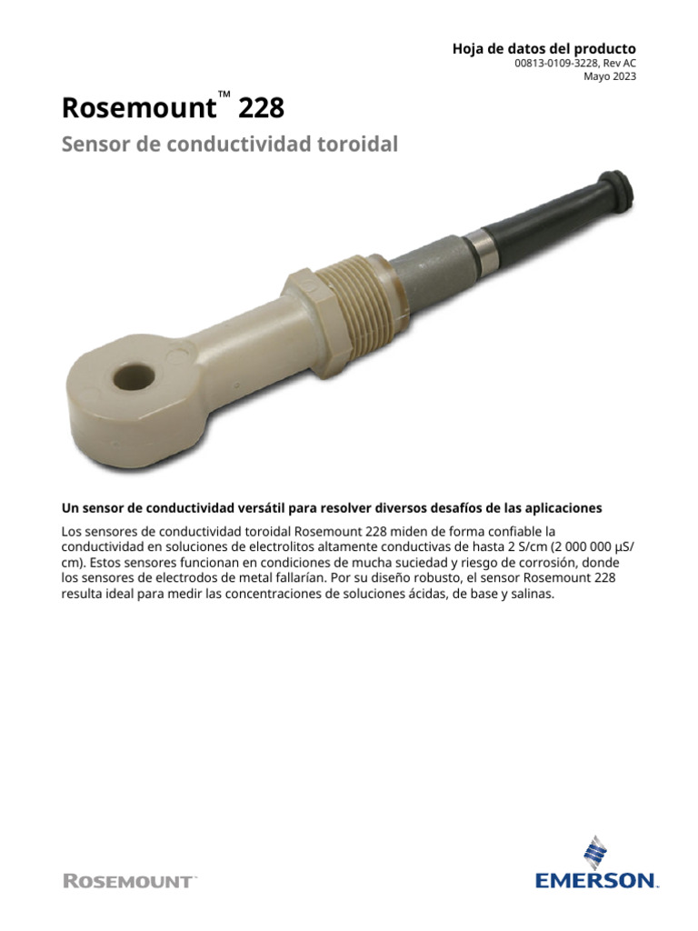 Sensor de Conductividad Toroidal Rosemount 228 | PDF | Tornillo