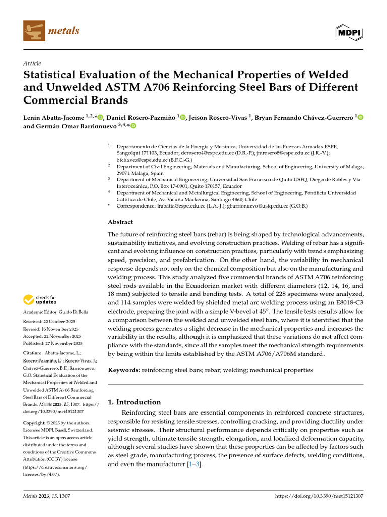 Mechanical response of Welded and Unwelded ASTM A706 Reinforcing Steel ...