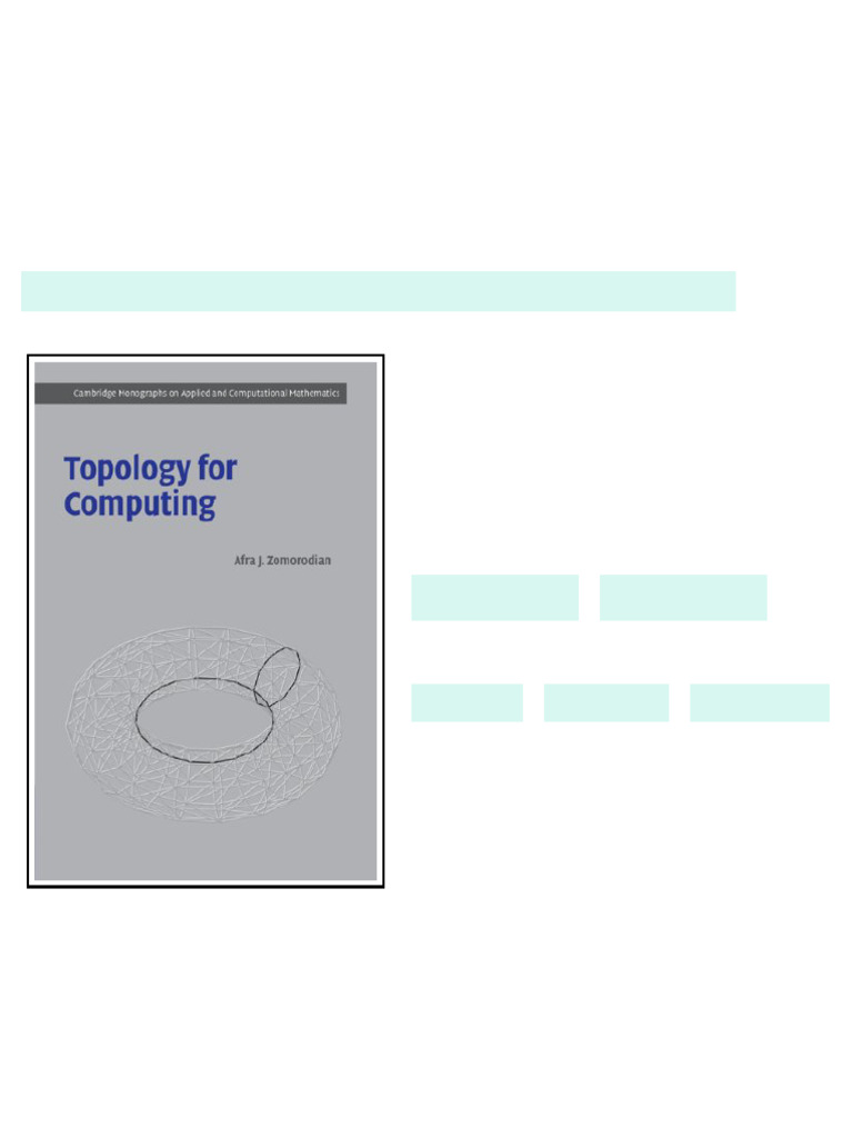 (Ebook) Topology for Computing by Afra J. Zomorodian ISBN 9780521136099, 0521136091 online pdf ...