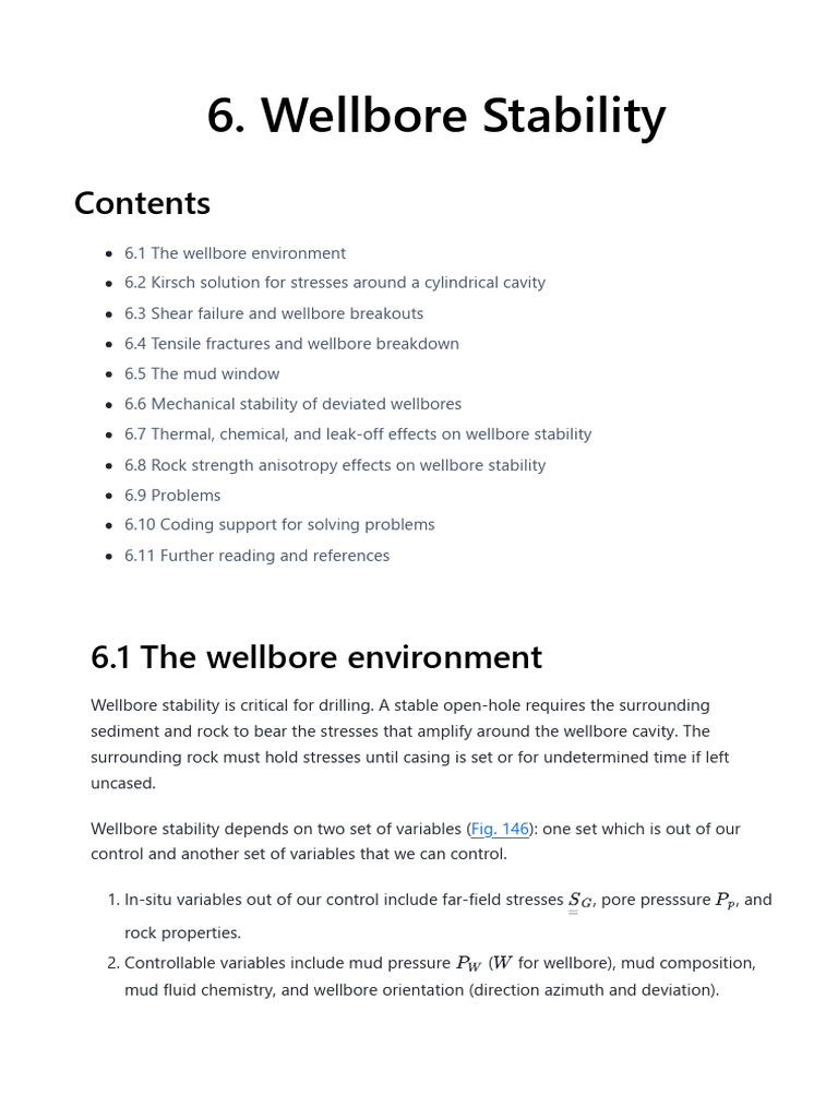 Wellbore Stability Analysis Techniques | PDF | Stress (Mechanics ...